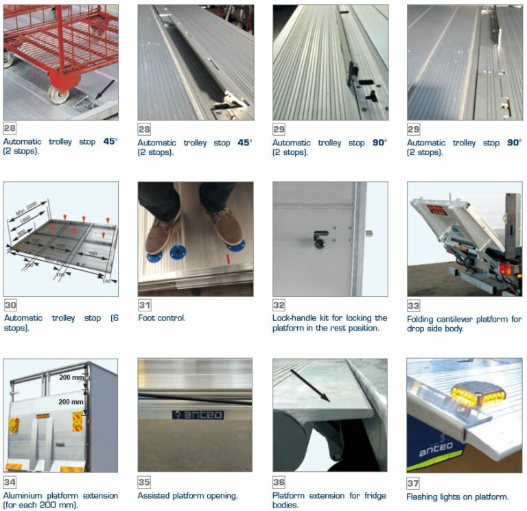 Tail lifts for hydraulic platforms accessories - Anteo